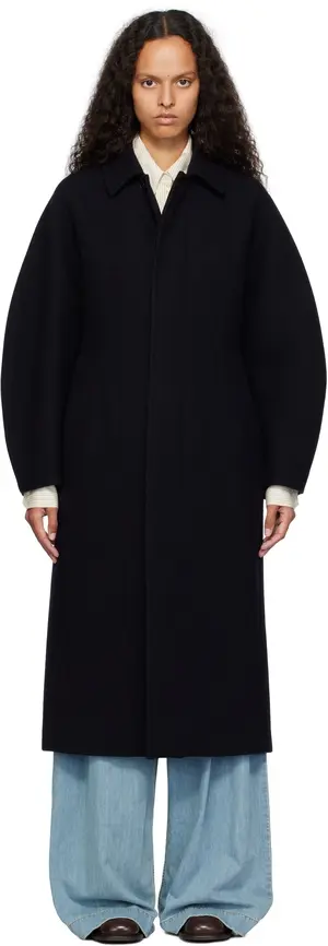 Buy Auralee Sponge Wool Melton Soutien Collar Coat - Dark Navy At